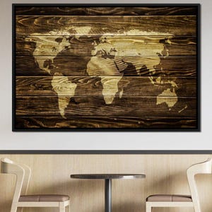 World Map - Oak Planks: Rustic Wall Art | Wooden Decor | Global Map ...