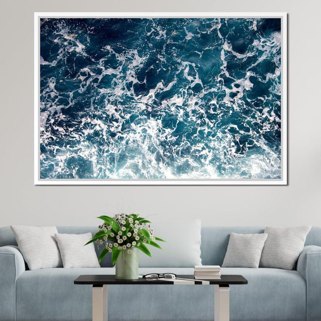 Waves: Ocean Theme Wall Art | Coastal Decor | Aqua Color Print | Beach ...