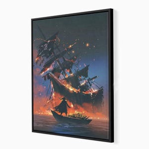 Stealing the Treasure: Pirate Ship Art | Sea Adventure | Nautical Decor ...