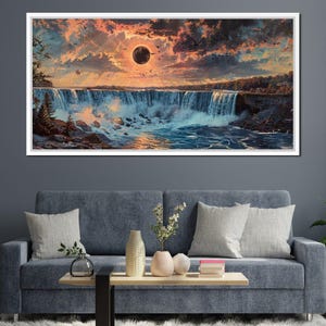 Solar Eclipse Over Falls: Nature Wall Art | Tranquil Landscape ...