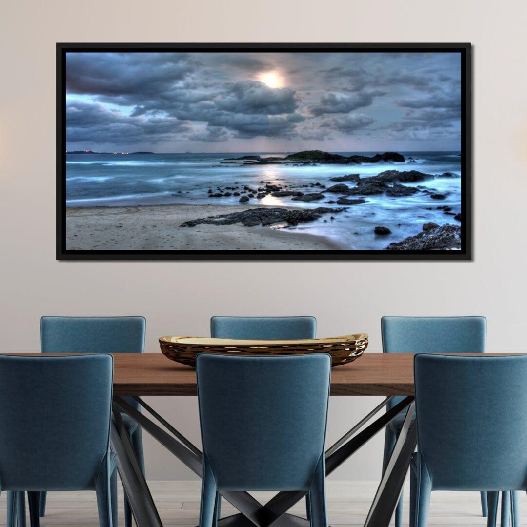 Midnight Moon: Ocean Wall Art | Moonlit Beach Scene | Coastal Decor ...