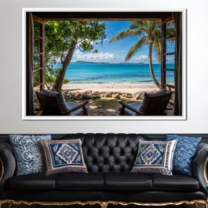 Tropical Serenity Window: Coastal Art Print | Beach, Ocean Scene, Home ...