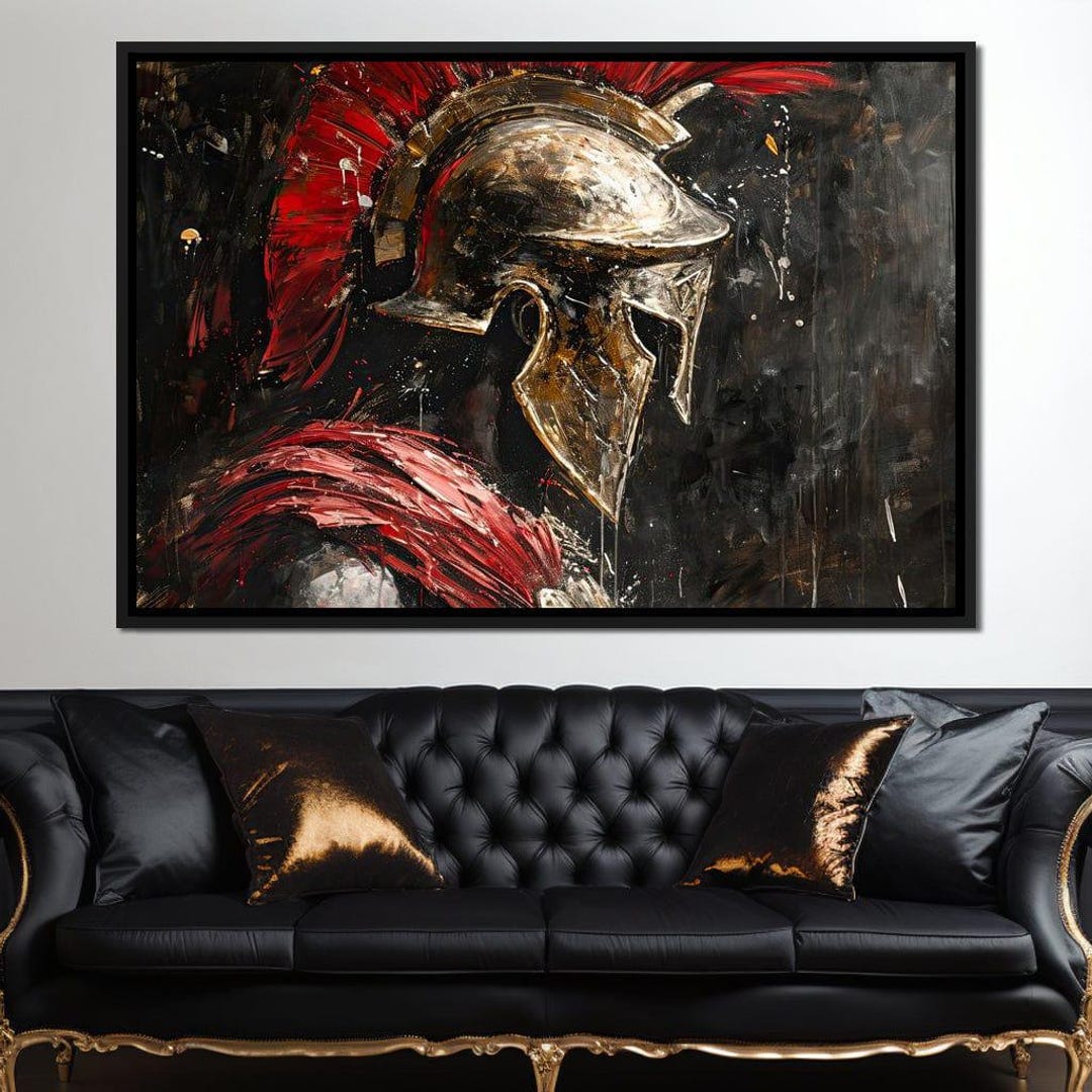 Spartan Solitude in Crimson: Gladiator Wall Art | Heroic Knight Decor ...