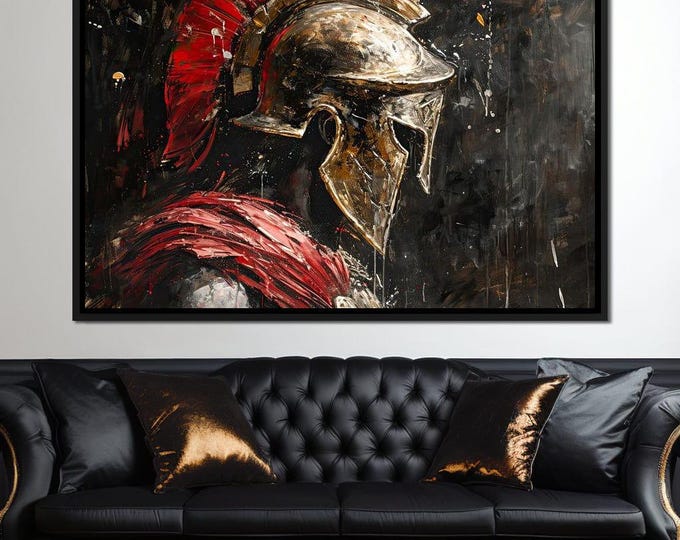 Spartan Solitude in Crimson: Gladiator Wall Art Heroic Knight Decor ...