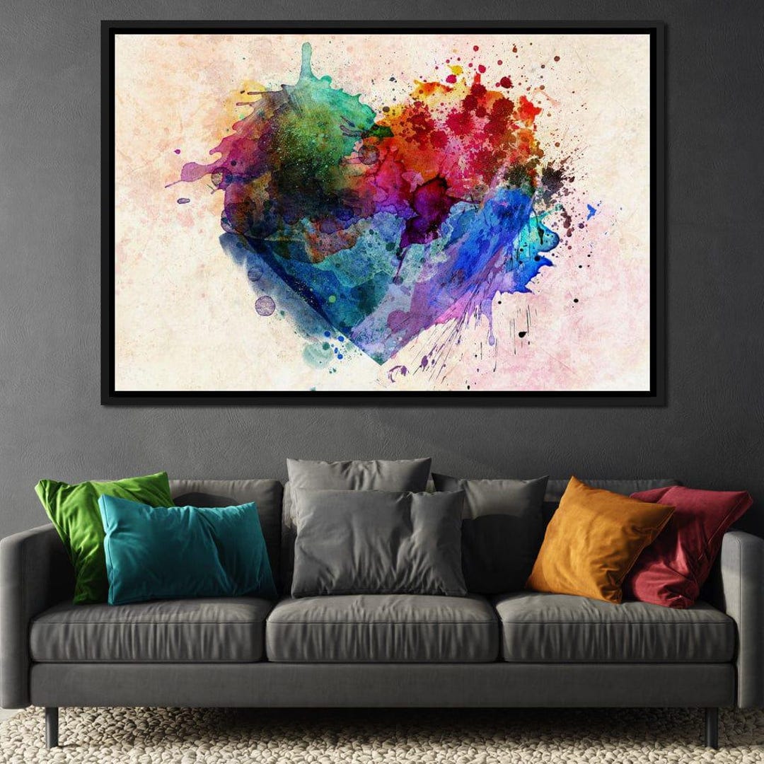 Heart Splash: Vibrant Watercolor Heart Art | Abstract Colorful Wall ...