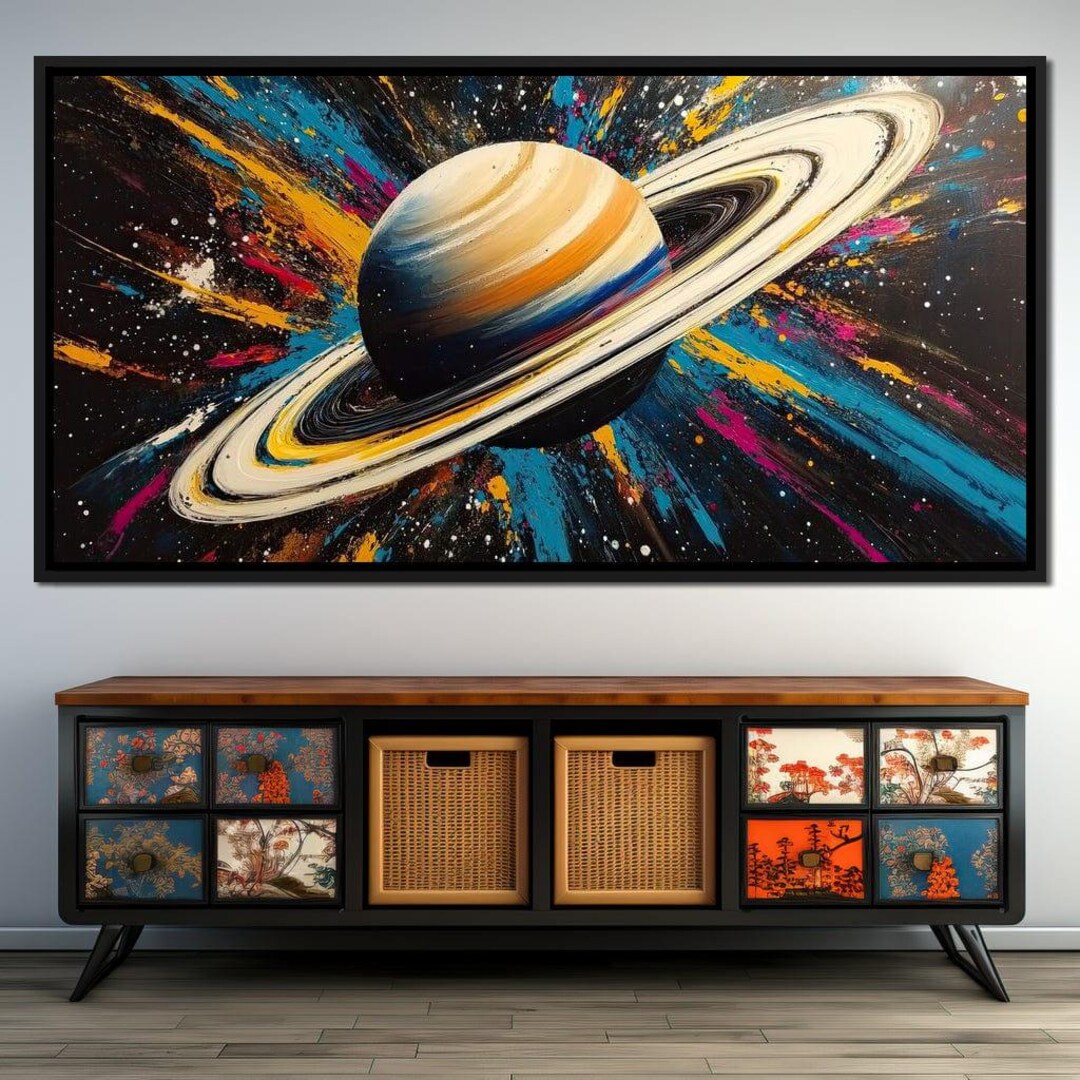 Cosmic Rings of Saturn's Glow: Space Wall Art, Solar System Decor ...