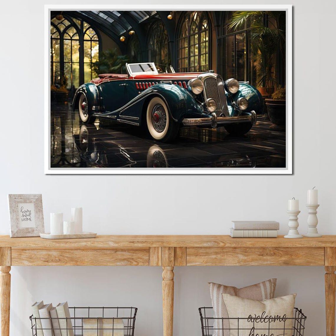 Pristine Classic Car: Vintage Auto Wall Art | Retro Car Decor | Elegant ...
