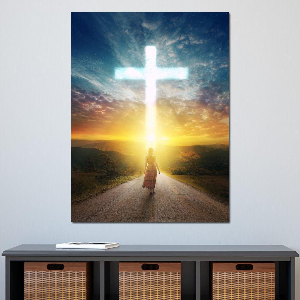 Faith Road: Inspiring Christian Wall Art Spiritual Decor Sunset Colors ...
