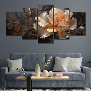 Ethereal Bloom in Twilight: Elegant Wall Decor | Floral Art | Nature ...