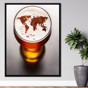 World Map Beer: Home Decor Wall Art Print | Beer Lover Gift | Vintage ...