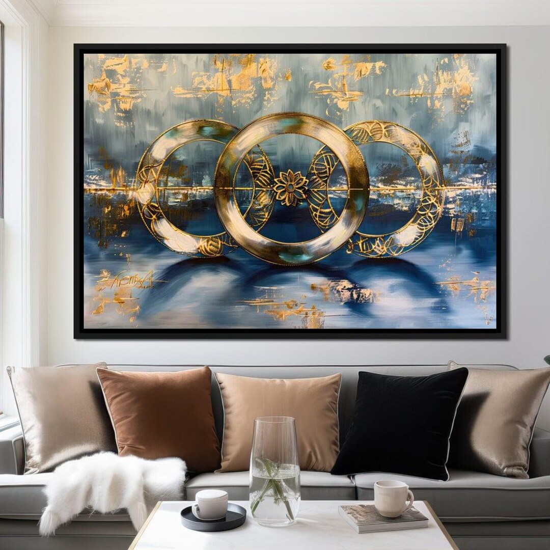 Golden Synchrony Symphony: Modern Wall Art | Abstract Circle Decor ...