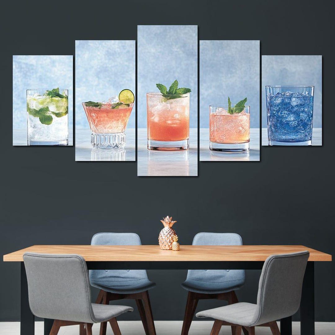 Colorful Cocktails: Vibrant Drink Illustration | Bar Wall Art | Home ...