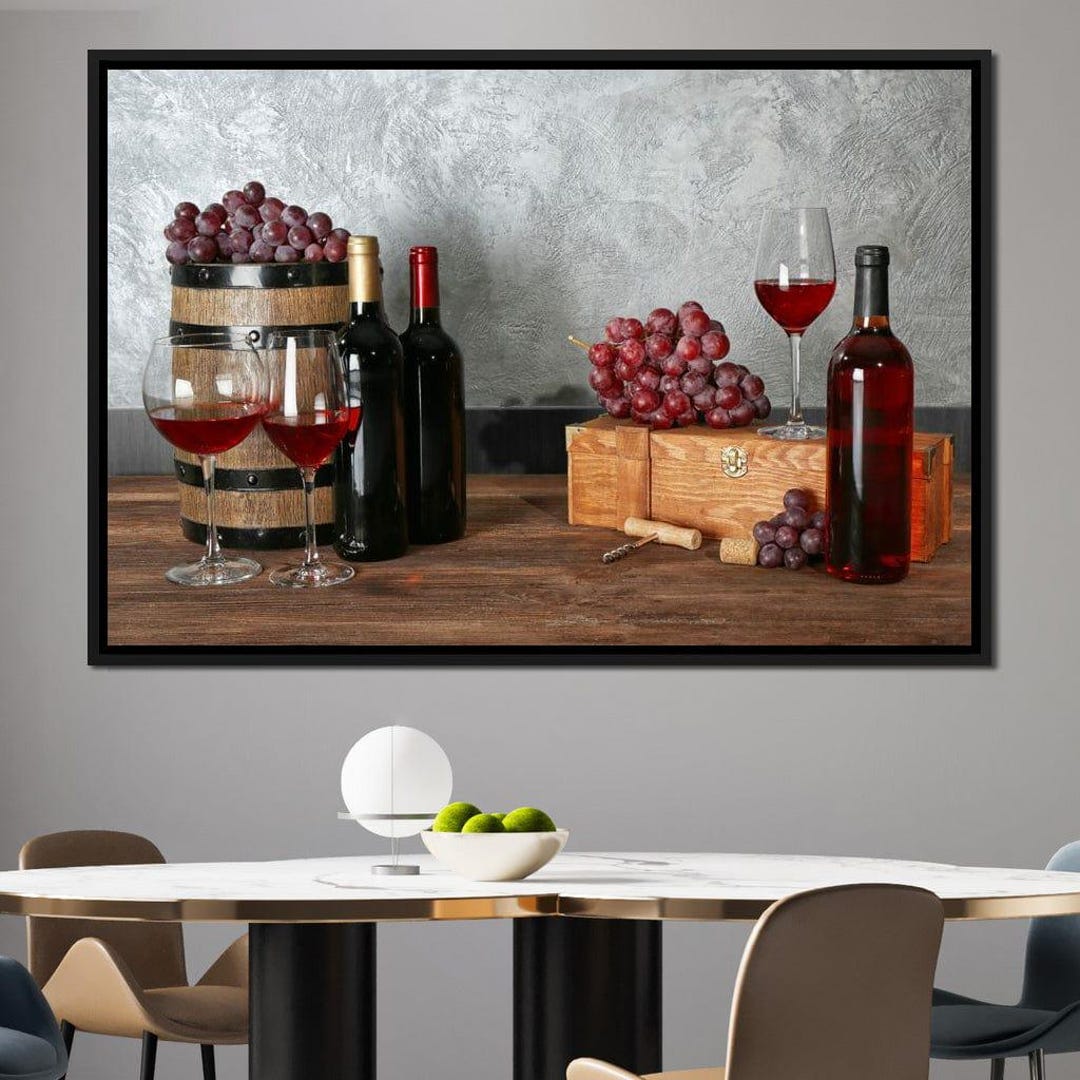 Red Wine Table: Rustic Wine Decor, Dining Room Art, Kitchen Wall Art ...