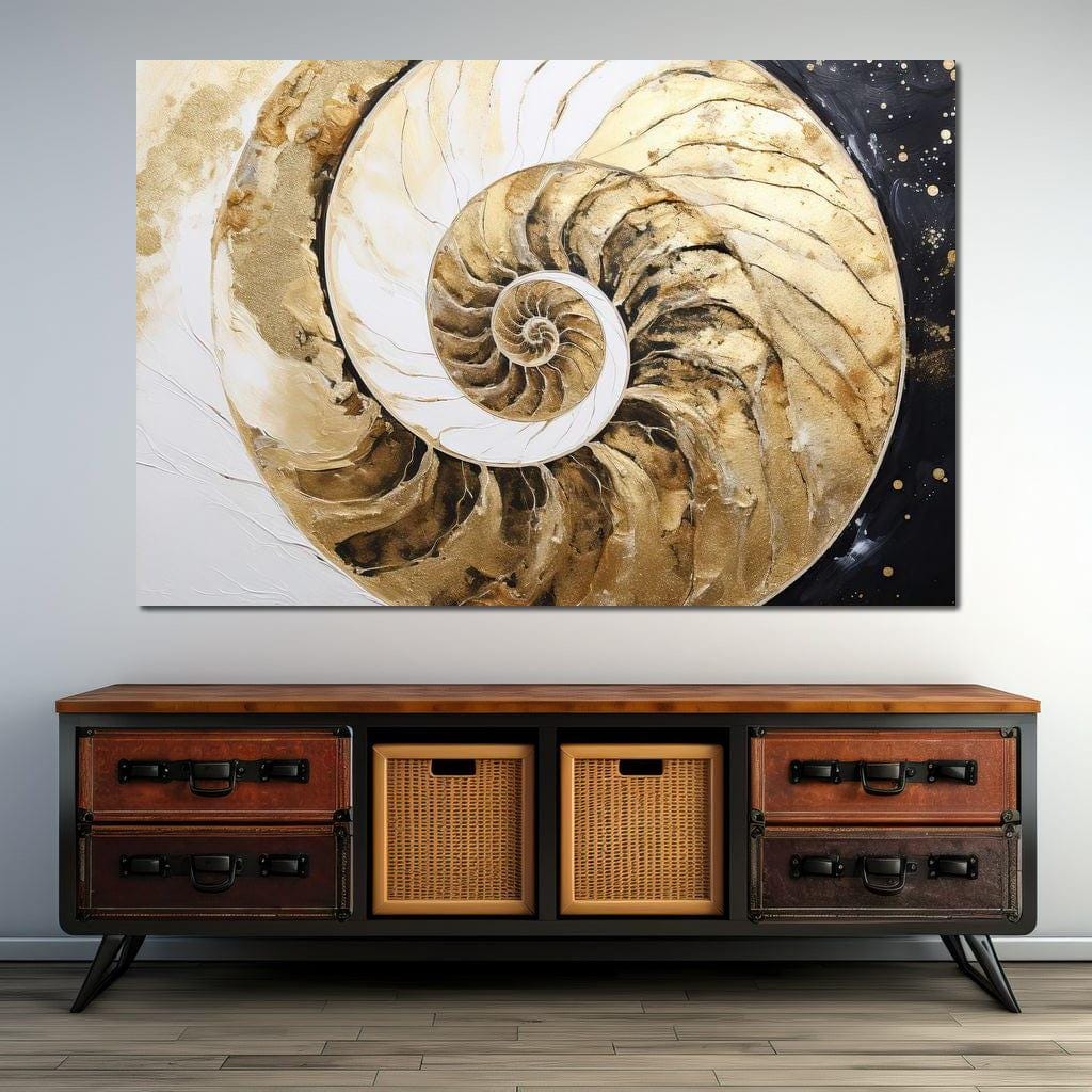 Golden Nautilus Reverie - Tanni Cylon | Elegant Gold Art | Modern Wall ...