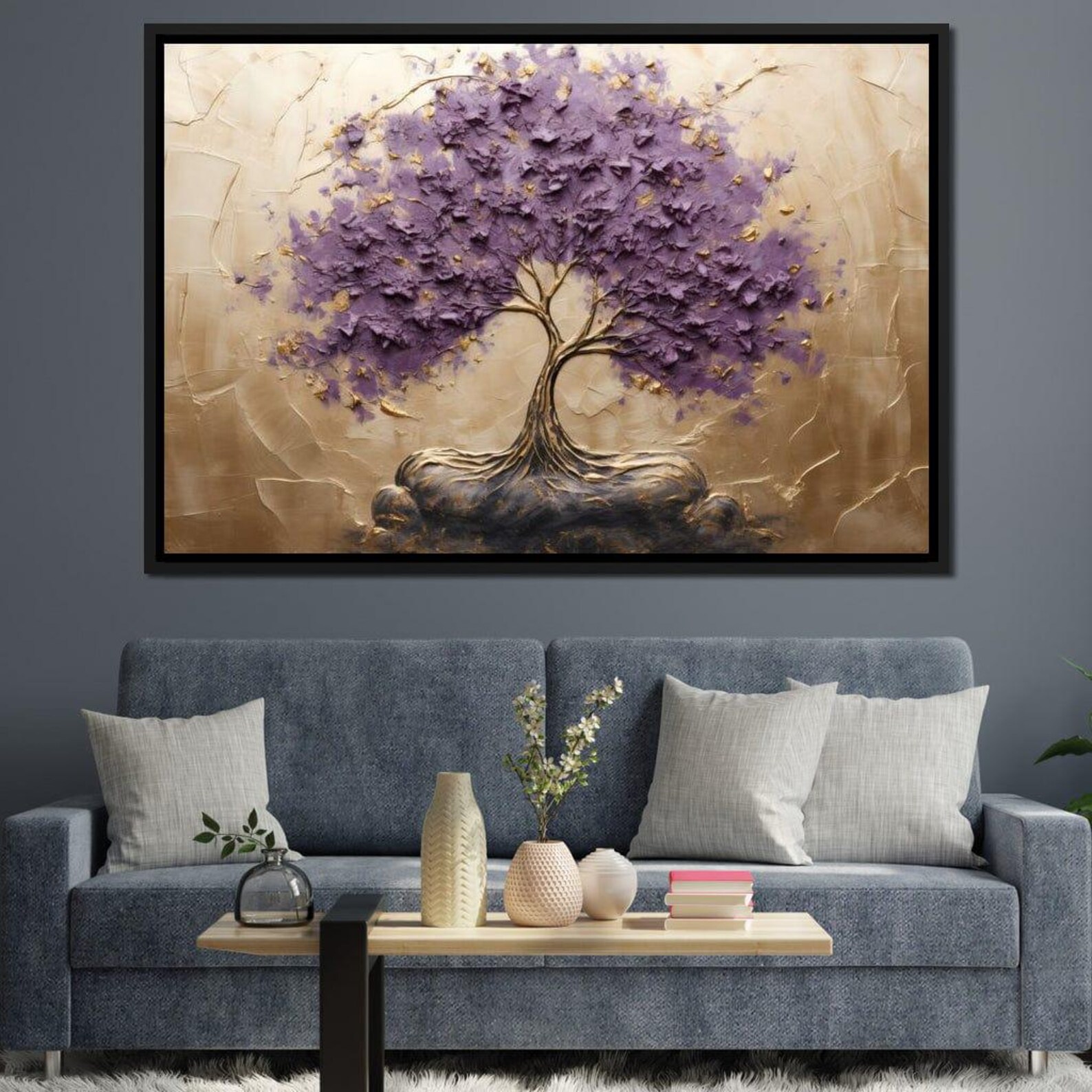 Golden Grove in Purple Hues: Modern Home Decor | Nature Wall Art ...