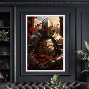 Rose Knights Golden Templar Armor: Knight in Golden Armor & Red Rose ...