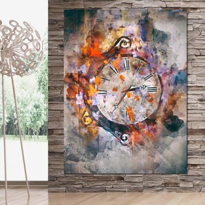 Time Clock: Colorful Abstract Wall Art | Psychedelic Watercolor Home ...