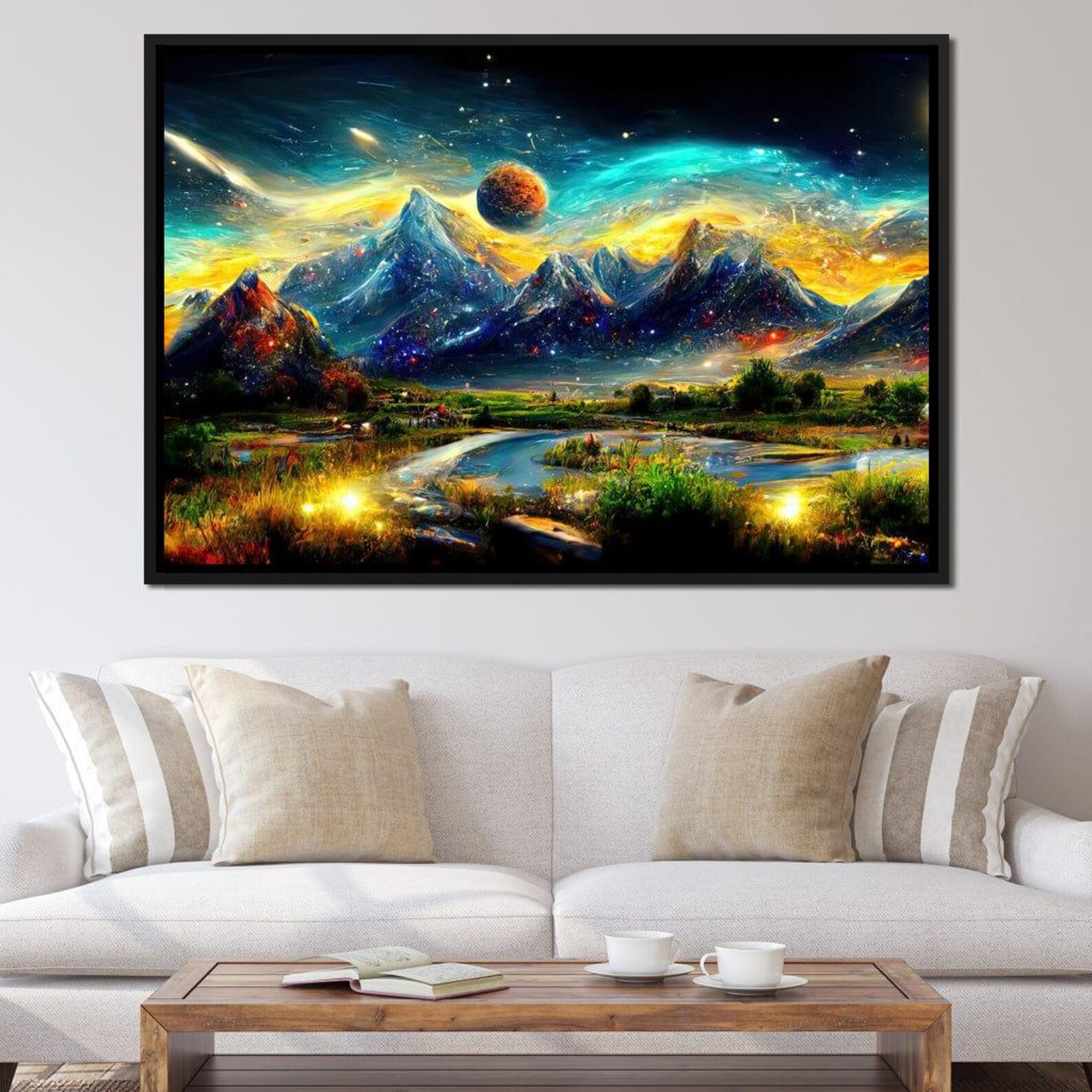 Otherworldly Landscape: Vibrant Mountains Fantasy Nature Home Decor ...