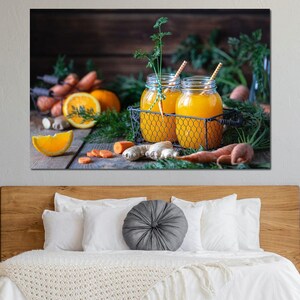 Fresh Orange Juice: Juicy Fruit Wall Art | Kitchen Decor | Vibrant ...