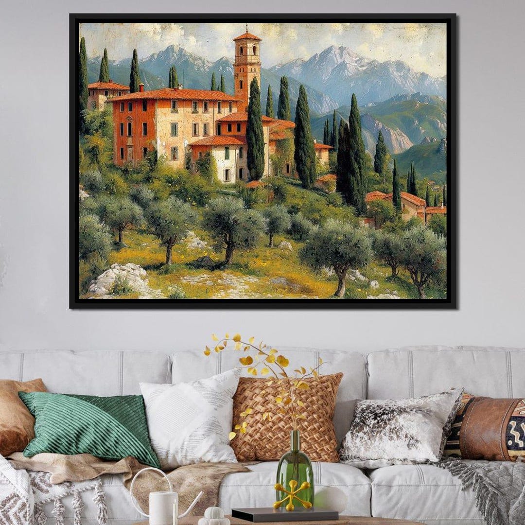 Tuscan Serenity Amidst Peaks: Scenic Tuscan Landscape Wall Art ...