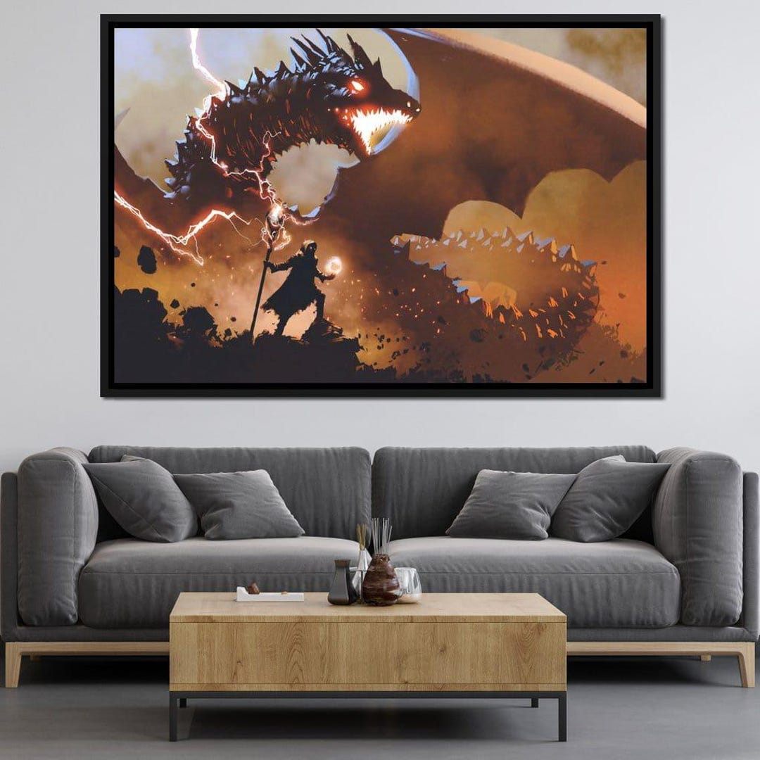 Black Magic Wizard: Fantasy Dragon Canvas | Dark Magical Art ...