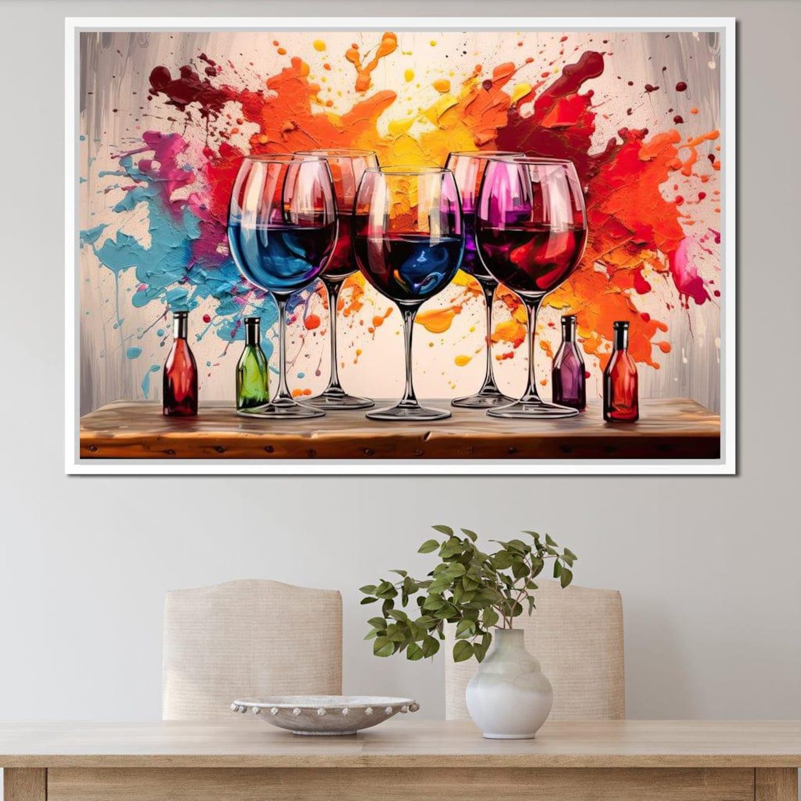 Sommelier's Symphony: Colorful Wine Art | Wine Glass Abstract Home ...