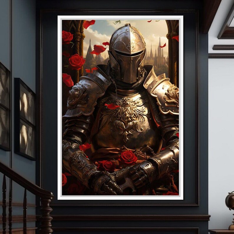 Rose Knights Golden Templar Armor: Knight in Golden Armor & Red Rose ...