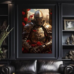 Rose Knights Golden Templar Armor: Knight in Golden Armor & Red Rose ...