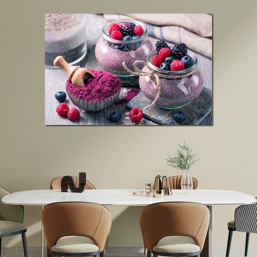 Chia Seeds & Acai Pudding Vibrant Food Art Healthy Kitchen Decor Berry ...