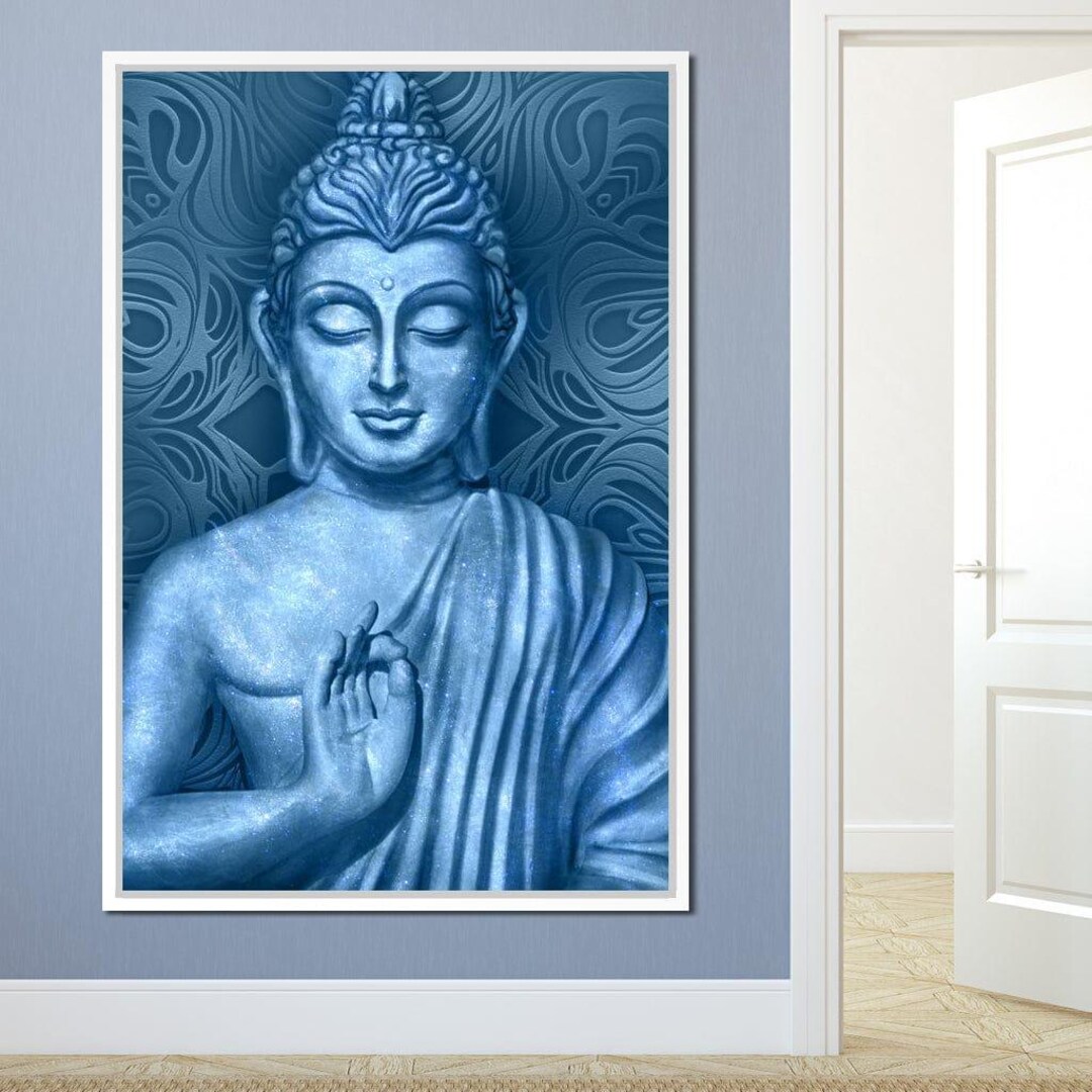 Blue Meditating Buddha: Spiritual Wall Art | Zen Home Decor | Peaceful ...
