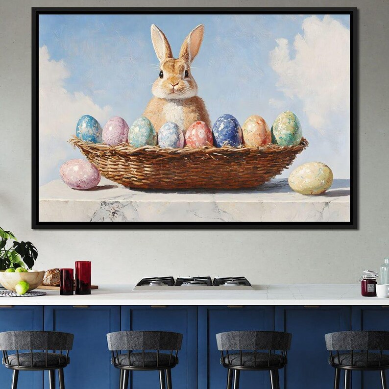 Easter Bunny Dreams Basket: Whimsical Spring Decor | Cute Animal Art ...