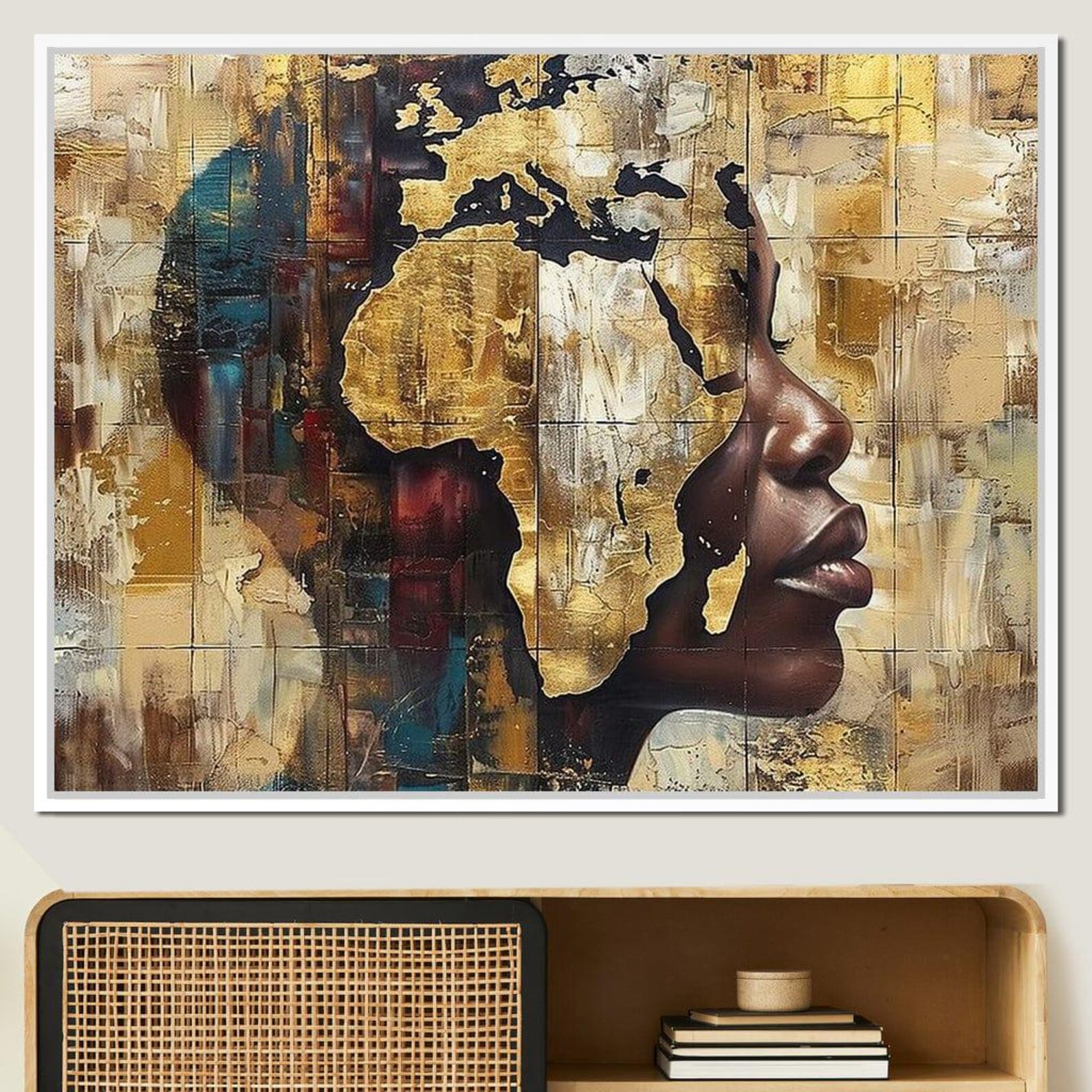 Golden Silhouette Reverie - Sakeem Gibbs | African Art | Beige Wall ...