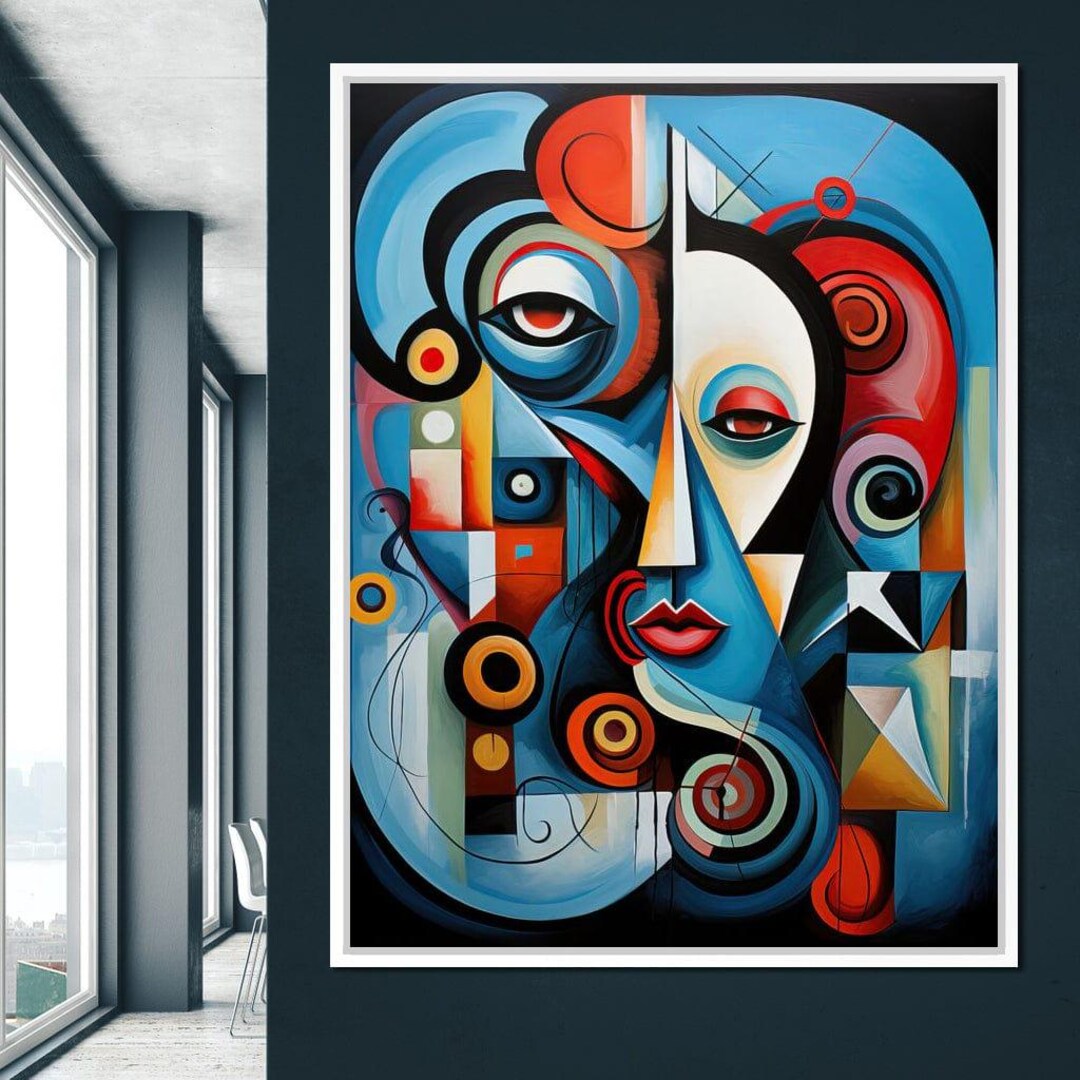 Carnival of Cubism: Abstract Wall Art | Colorful Geometric Face ...