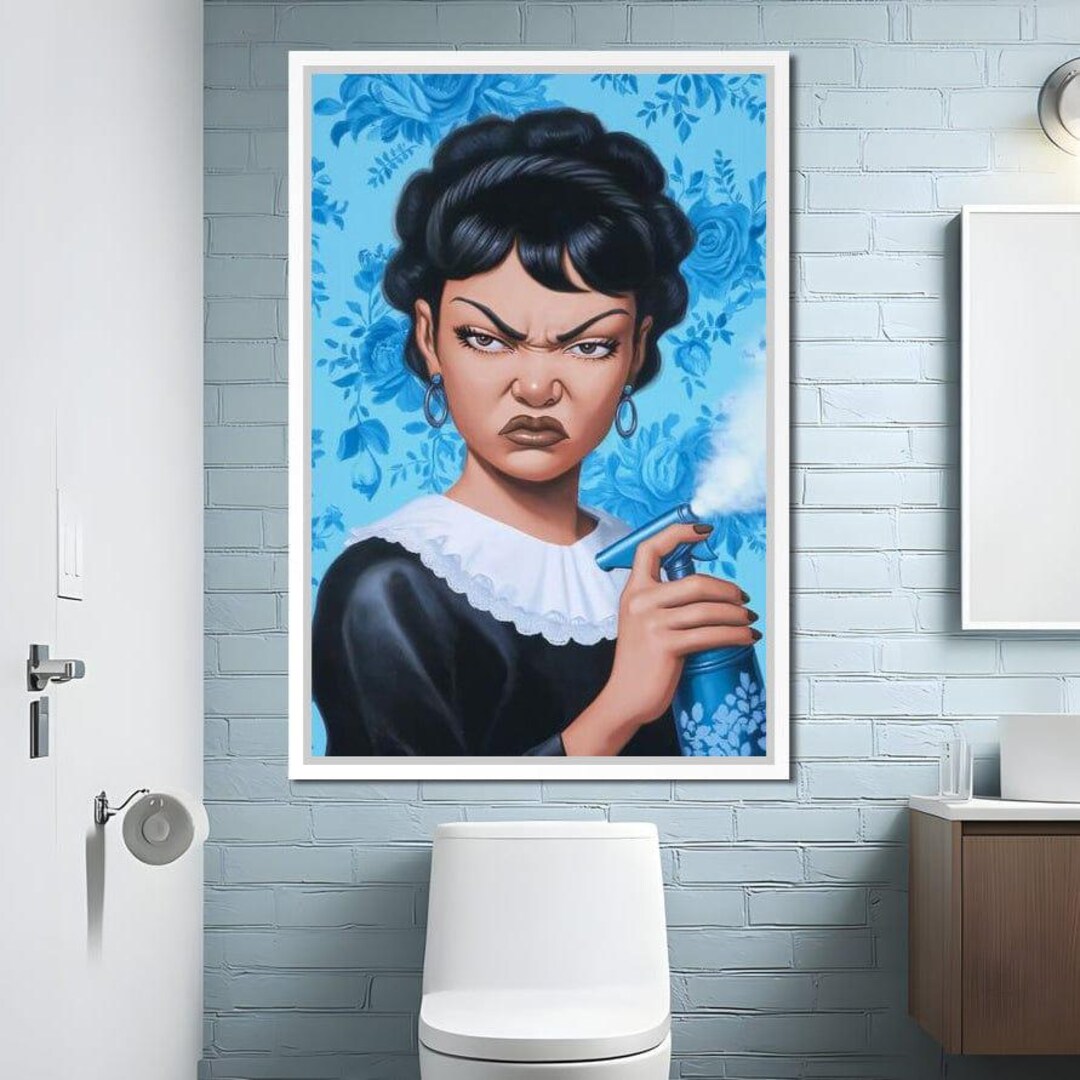Bathroom Spray Maid: Humorous Art | Vintage Style | Playful Wall Decor ...