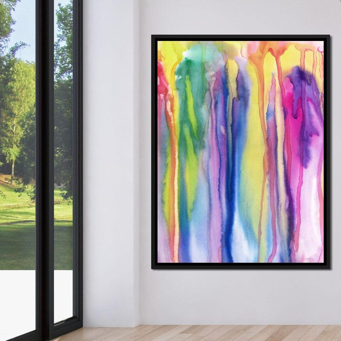 Watercolor Drip: Abstract Wall Art, Colorful Decor, Vibrant Rainbow ...