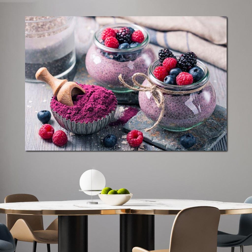 Chia Seeds & Acai Pudding | Vibrant Food Art | Healthy Kitchen Decor ...