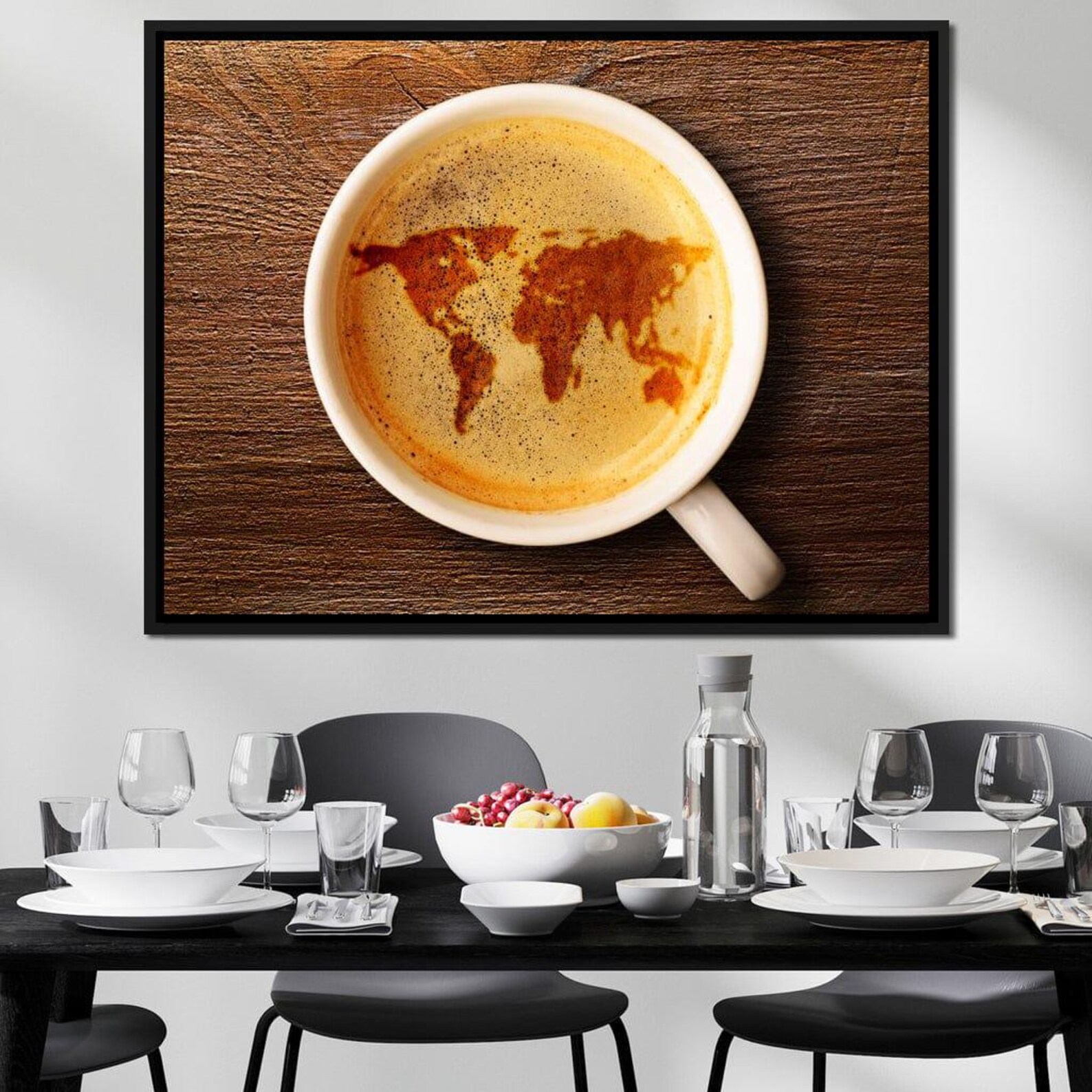 World Map Coffee Cup: Coffee Themed Wall Art | World Map Decor | Travel ...