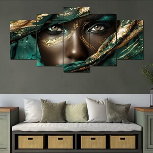 Emerald Gaze Gold Essence: Modern Decor | Face Portrait | Green and ...
