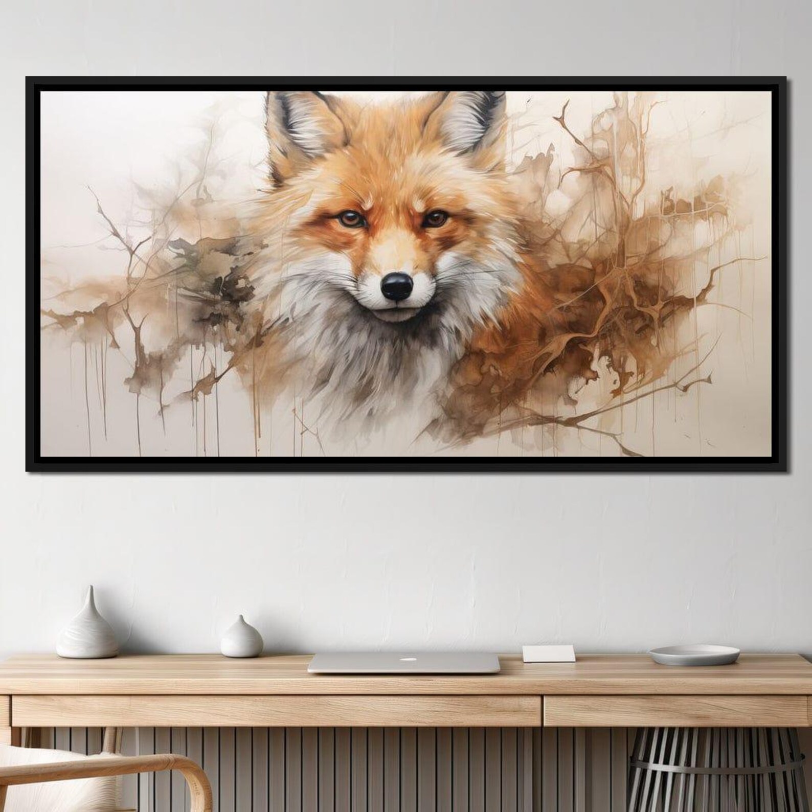 Acrylic Fox in a Fawn Whisker Dream: Animal Wall Art, Cute Fox Painting ...
