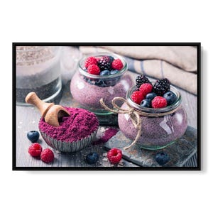 Chia Seeds & Acai Pudding | Vibrant Food Art | Healthy Kitchen Decor ...