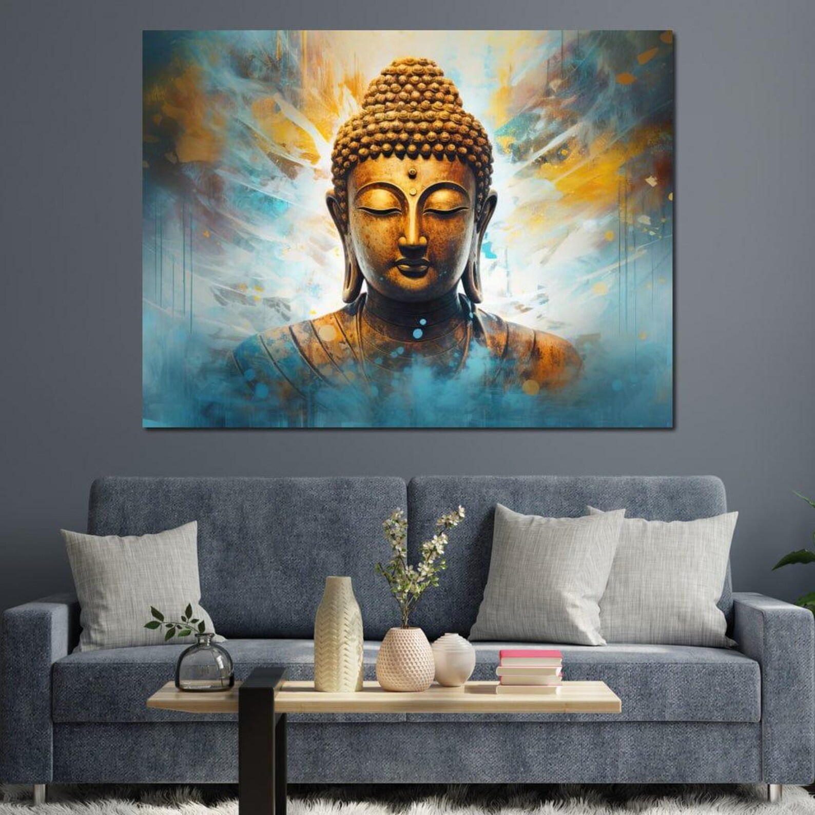 Buddha's Mystical Mural: Tranquil Home Decor | Zen Wall Art ...