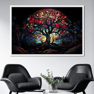 Four Seasons of the Tree of Love | Vibrant Nature Wall Art | Colorful ...