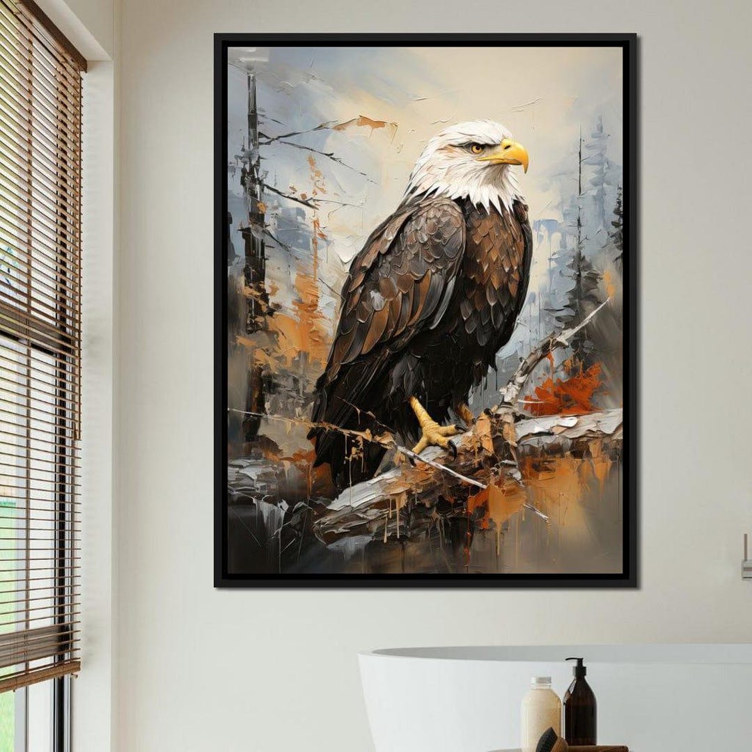 Majestic Eagle Outlook: Eagle Wall Art, Bird Nature Art, Wildlife Decor, Forest Artwork, Modern ...