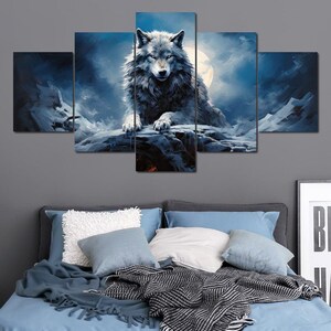 Azure Midnight Wolf: Wolf Wall Art | Mystic Animal Art | Midnight Home ...