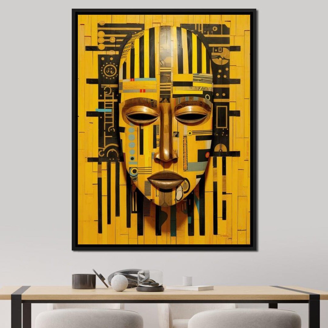 African Sunburst on Yellow Field | African Art | Colorful Mask | Tribal ...