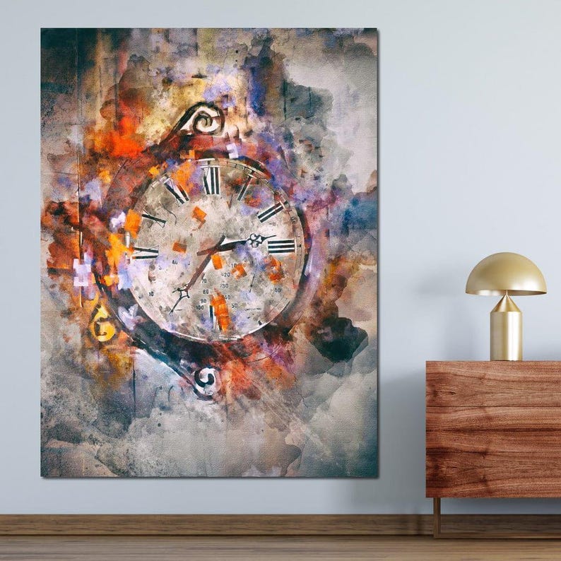 Time Clock: Colorful Abstract Wall Art | Psychedelic Watercolor Home ...