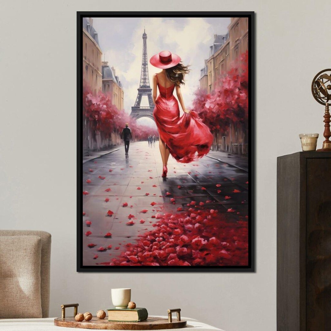 Mystery Elegance - Cole Williams: Eiffel Tower Art | Red Dress Print ...