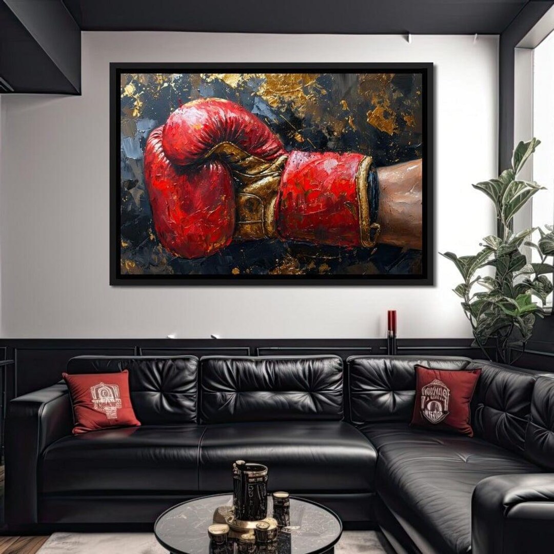 Golden Knockout Fist: Boxing Wall Art | Home Decor | Red Boxing Gloves ...