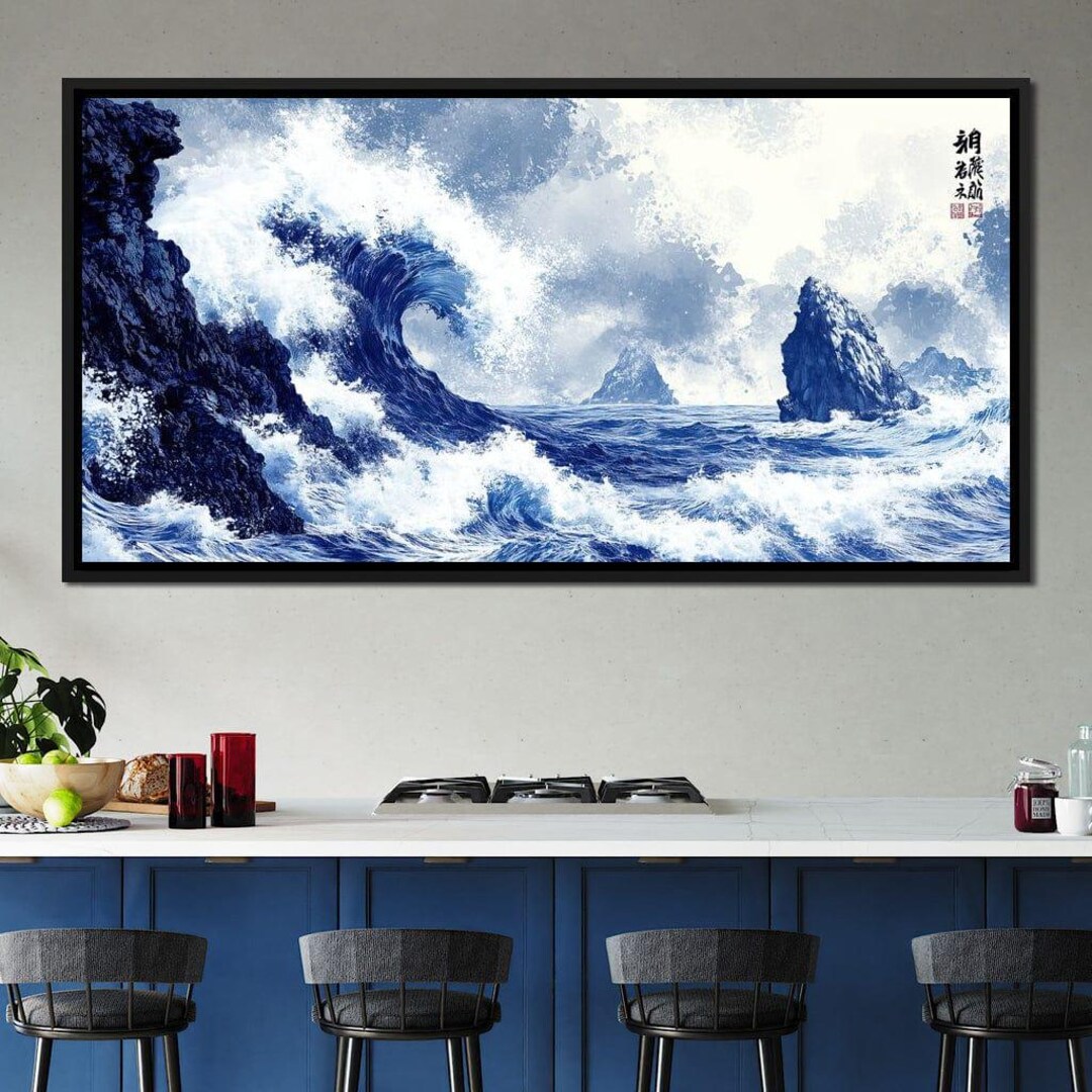 Ocean Symphony of Waves: Coastal Wall Art | Blue Ocean Home Decor | Sea ...