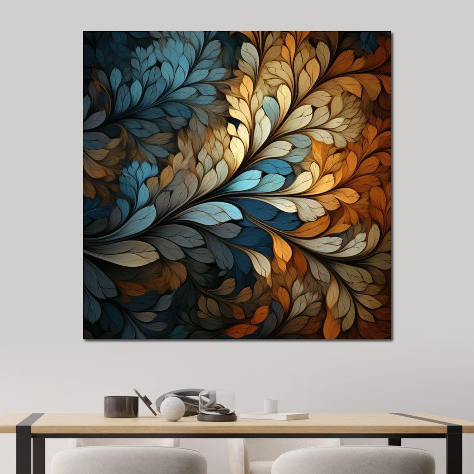 Mosaic Leaf Dreamscape: Colorful Nature Wall Art | Leaf Design | Modern ...